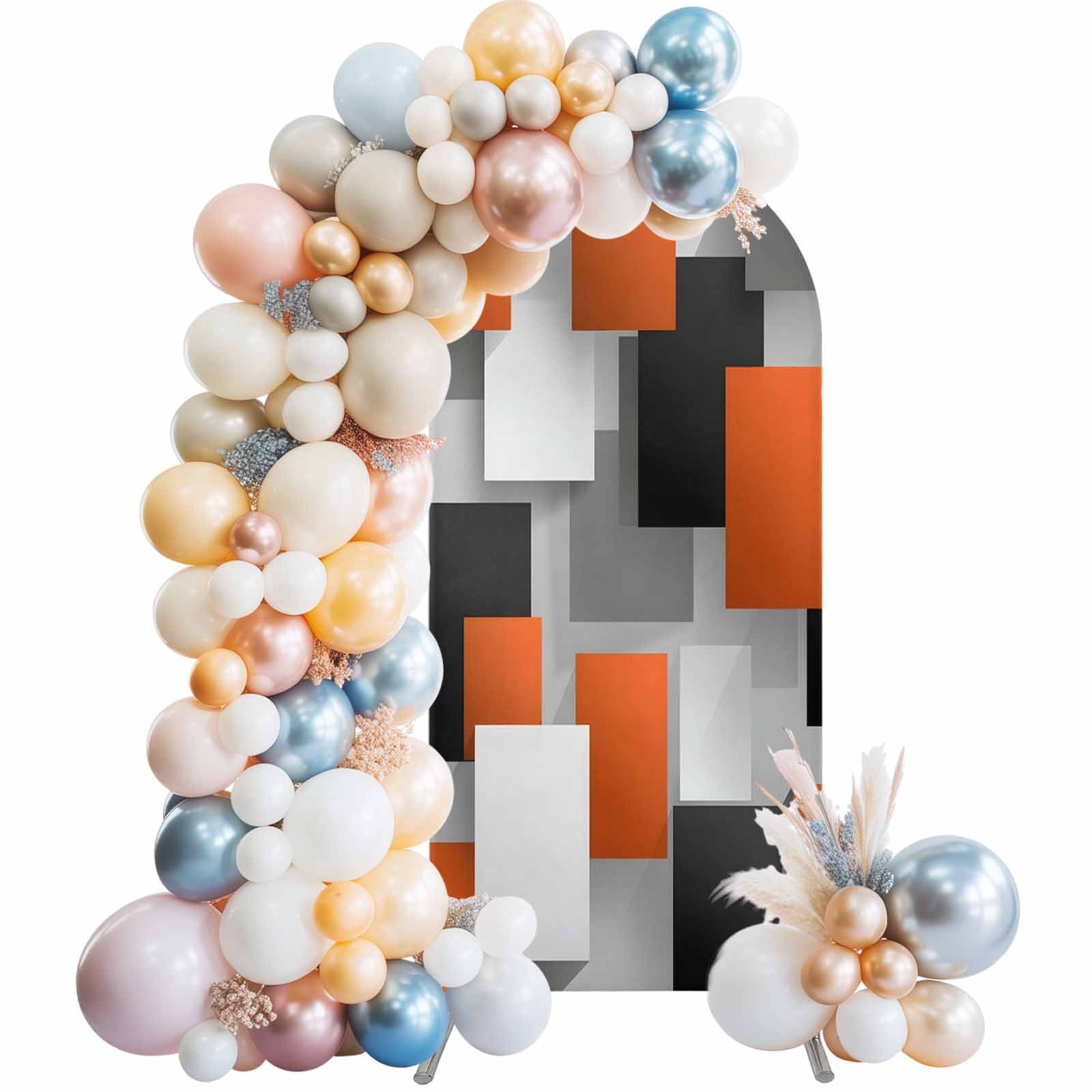 Abstract Art Arch Backdrop Cover 6.6 FT Orange Black Gray Geometric ...