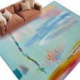 Abstract Art Area Rug 6x9 Washable Rug Non Slip Pink Blue Green ...