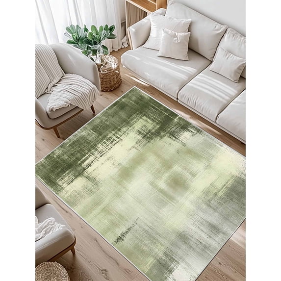 Abstract Art Area Rug for Bedroom 2.7x5 Ft Retro Green Collage Oil ...