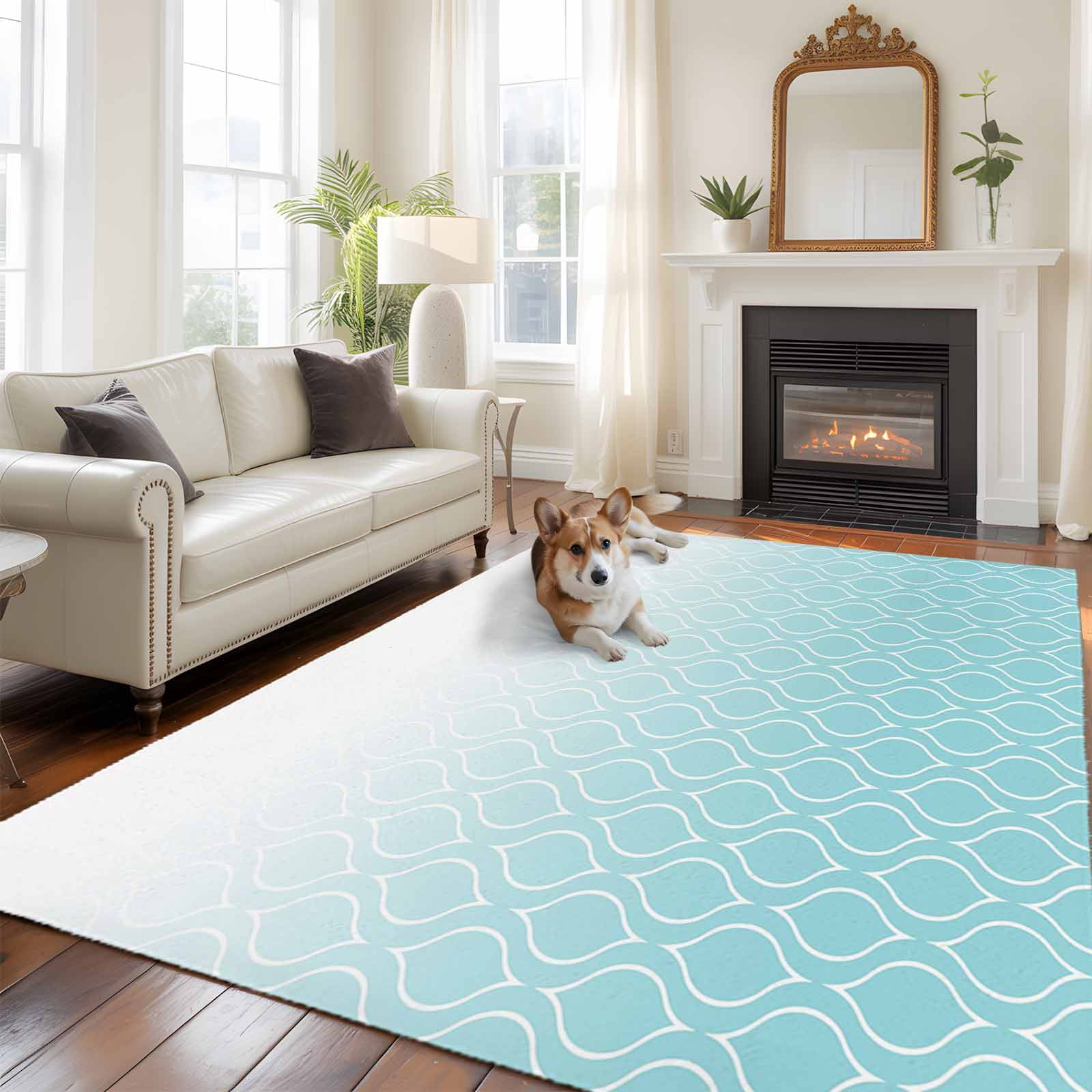 Abstract Art Area Rugs 5x7 ft Classic Blue Line Gradient Modern ...