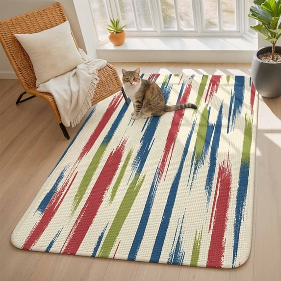Abstract Art Area Rugs for Living Room 5x7, Red Blue Green Watercolor ...