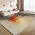 Abstract Art Area Rugs, Orange Gray Brown Abstract Art Carpet, Washable ...