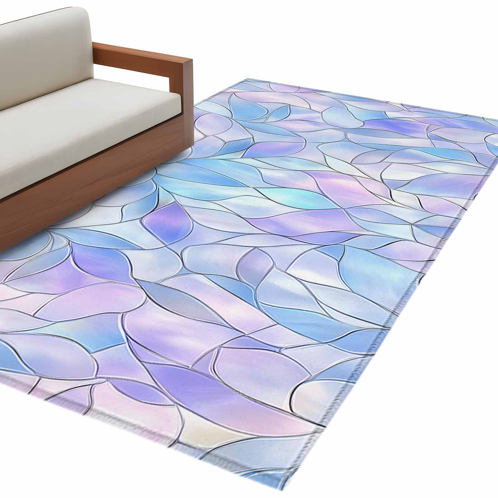 Abstract Art Area Rug 4x6ft Gradient Stained Glass Fragments Modern Non ...