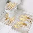 Abstract Art Bathroom Rugs Set Gold Color Block Brown Back ...