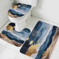 Abstract Art Bathroom Rugs Set Modern Blue Gold Color Block Collage Art ...