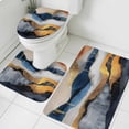 Abstract Art Bathroom Rugs Set Modernism Blue Gold Color Block Collage ...