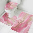 Abstract Art Bathroom Rugs Set Modernism Pink Gold Water Ripple Non ...