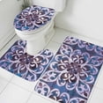 Abstract Art Bathroom Rugs Set Purple Flowers Simple Style Design Non ...