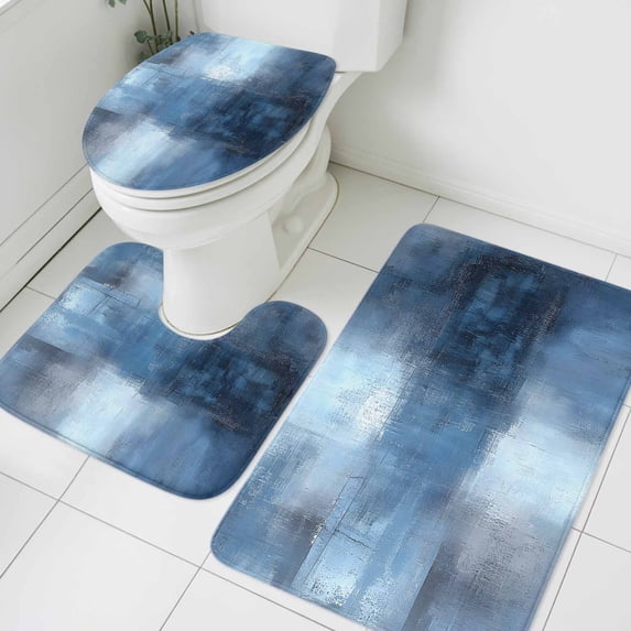 Abstract Art Bathroom Rugs Set Sense Of Design Gradient Blue Retro ...