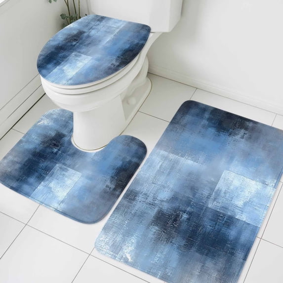 Abstract Art Bathroom Rugs Set Sense Of Design Retro Gradient Blue ...