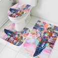 Abstract Art Bathroom Rugs Set Simple Style Pink Gradient Collage Art ...