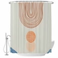 Abstract Art Bathroom Shower Curtains with Hooks, Sunset Orange Blue ...