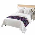 Abstract Art Bed Runner Queen Size Purple Green Gradient Decoration ...