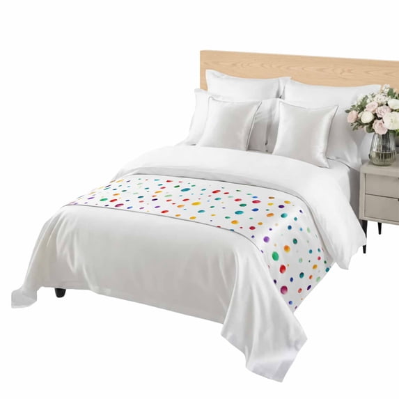 Abstract Art Bed Runner Queen Size Simple Colorful Polka Dot Decoration ...