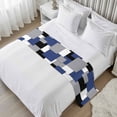 Abstract Art Bed Runner Scarf, Patchwork Black and Navy blue Queen Bed ...