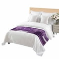 Abstract Art Bed Runner Twin Size Purple White Mottled Color Block Oil ...