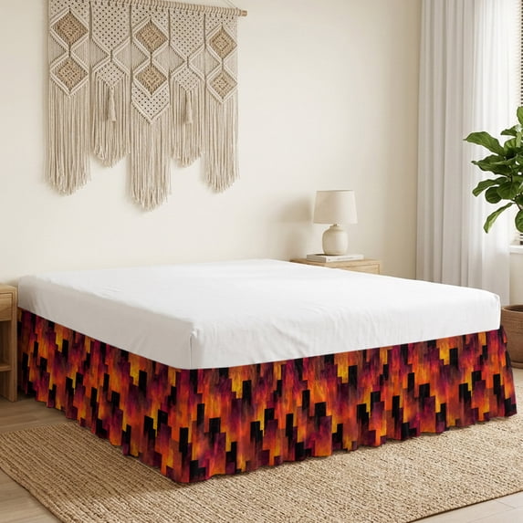 Abstract Art Bed Skirt Bed Skirts King Size 18 Inch Drop, Red Black ...