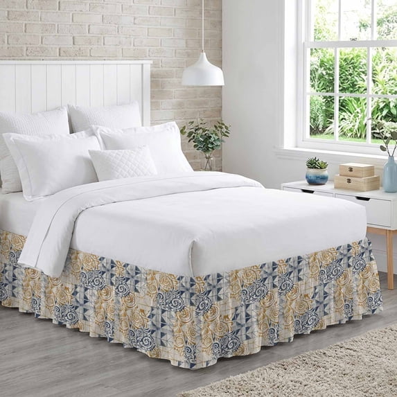 Abstract Art Bed Skirt California King Size 16 Inch Drop, Vintage Khaki ...