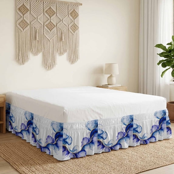 Abstract Art Bed Skirt California King Size 16 Inch Drop, Watercolor ...