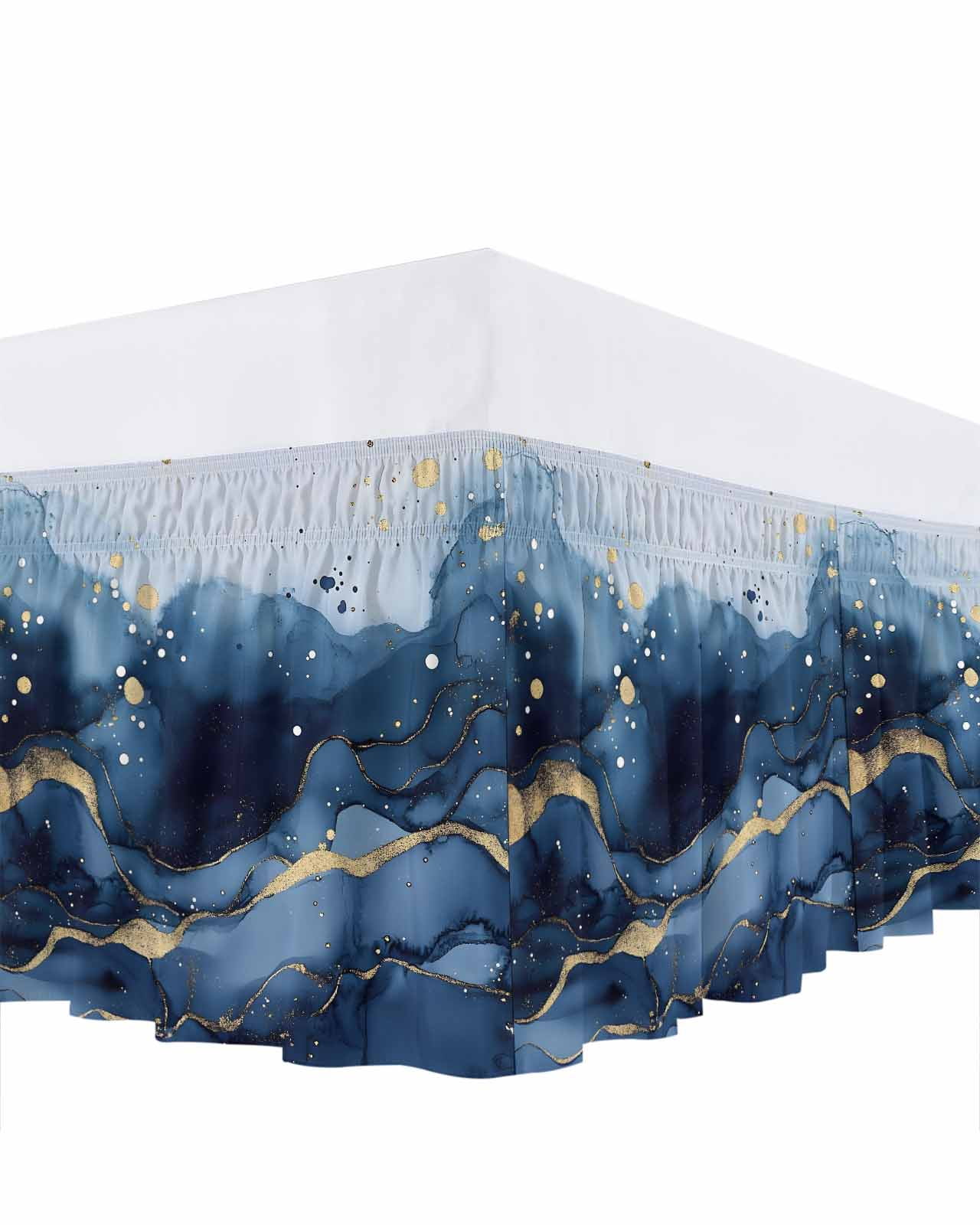 Abstract Art Bed Skirt California King Size 18 Inch Drop, Blue Grey ...