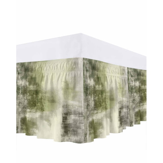 Abstract Art Bed Skirt King Size 16" Drop Sage Green Retro Oil Painting ...
