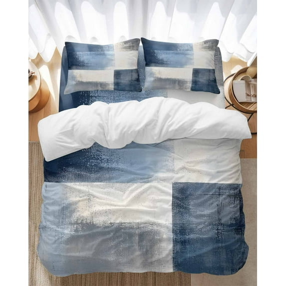 Abstract Art Bedding Duvet Cover Set Full Size 4 Pieces Color Block ...