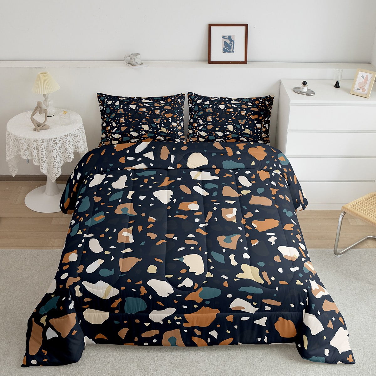 Abstract Art Bedding Set King Rainbow Marble Comforter Set for Kids ...