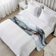 Abstract Art Black Grey Bed Runner Scarf, Marble Texture Twin Bed Scarf ...