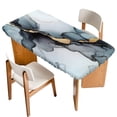 Abstract Art Black Grey Fitted Rectangle Tablecloth 24" x 50" Marble ...