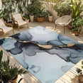 Abstract Art Black Grey Outdoor Rug, Marble Texture Non-Slip Area Rugs ...