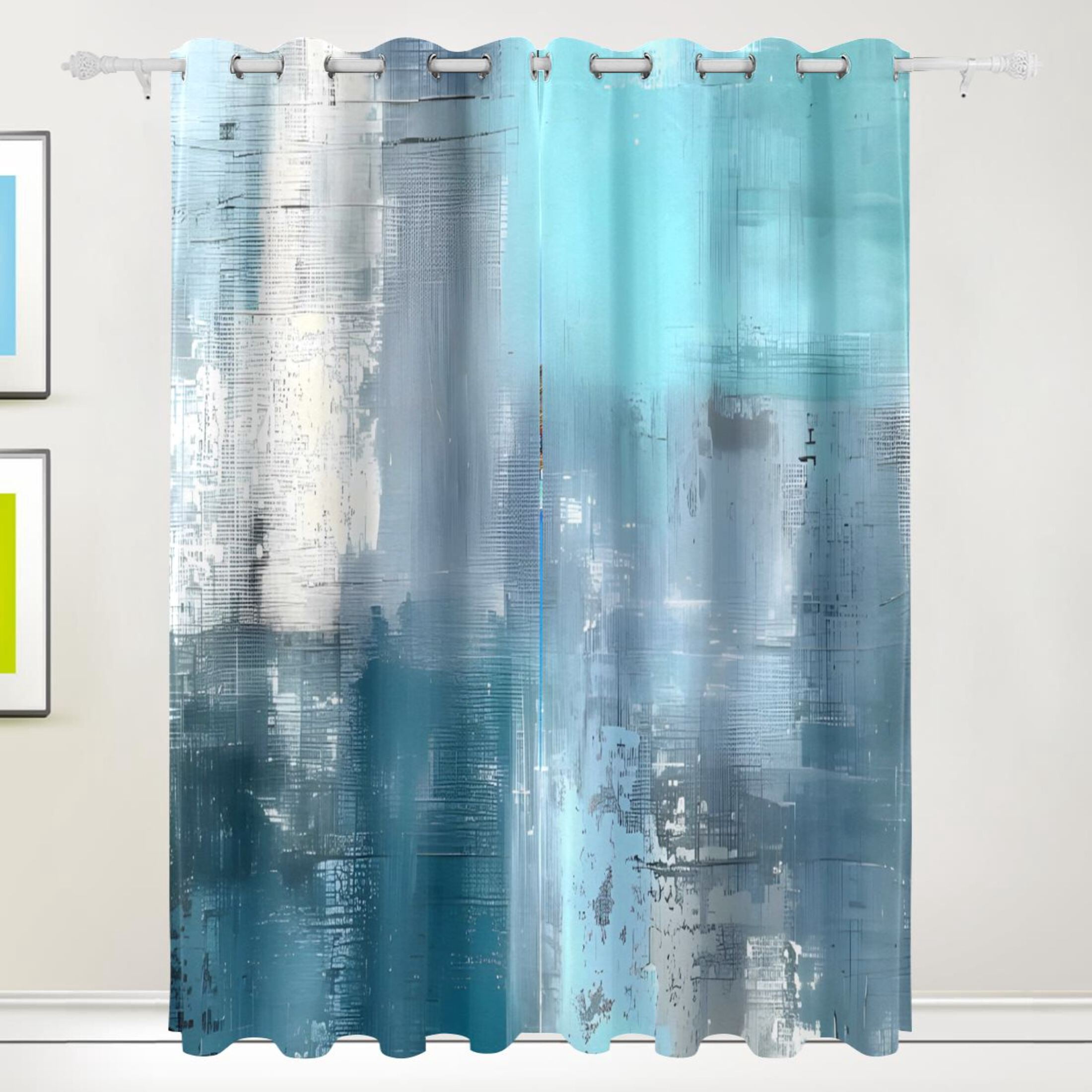 Abstract Art Blackout Curtains 55W x 84L Living Room Bedroom Curtains ...