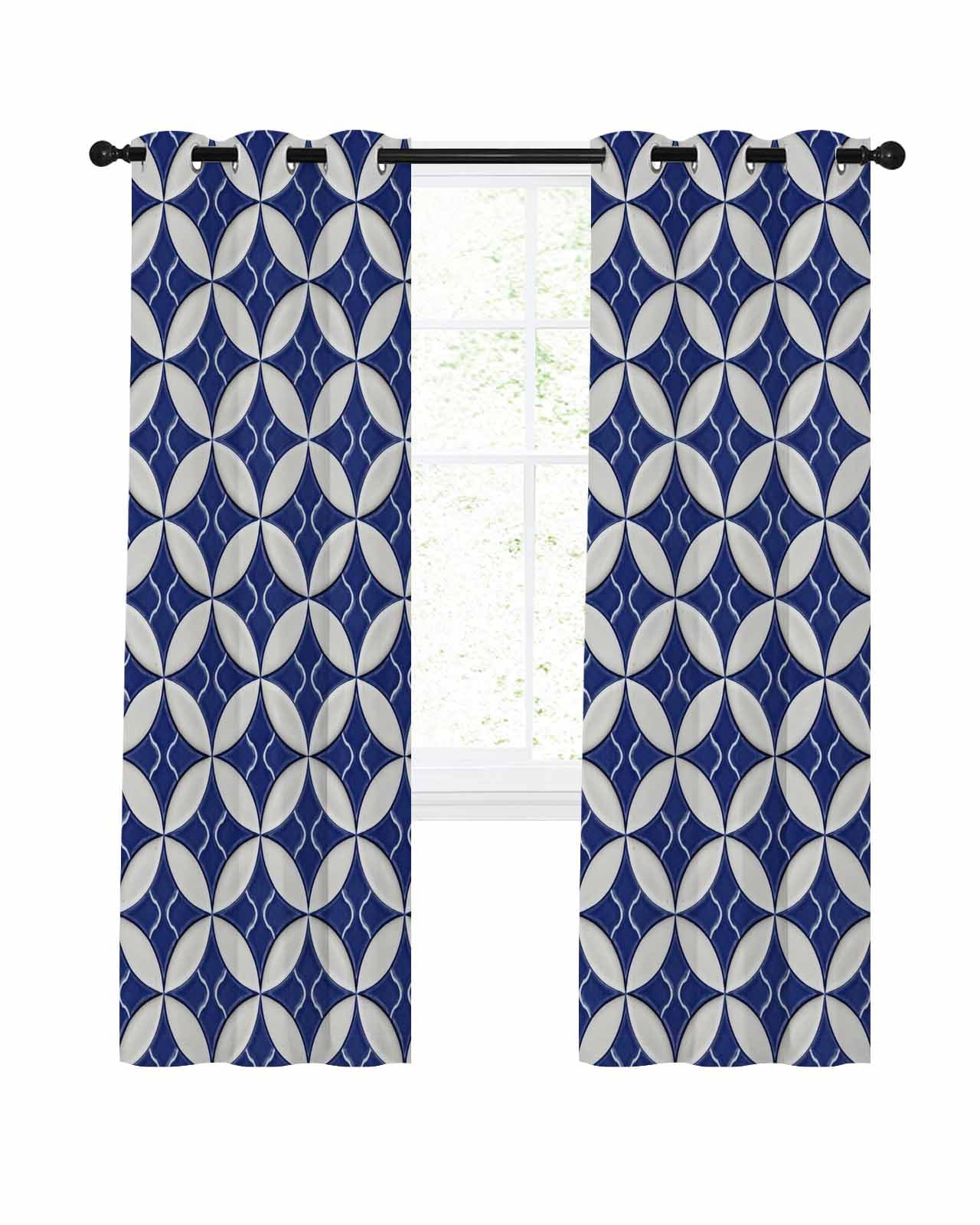 Abstract Art Blackout Curtains 63 Inch Length Geometric Medieval ...