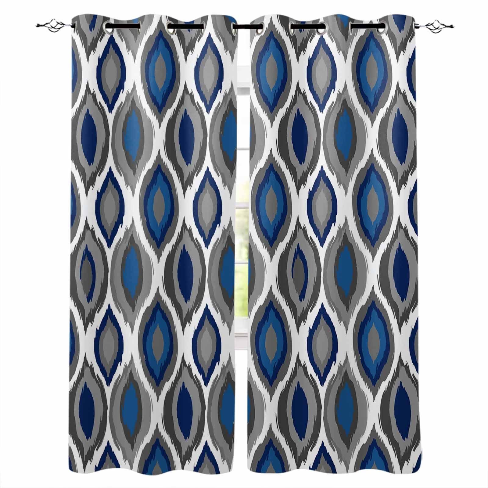 Abstract Art Blackout Curtains 84 Inch Length Modern Diamond Patterns ...
