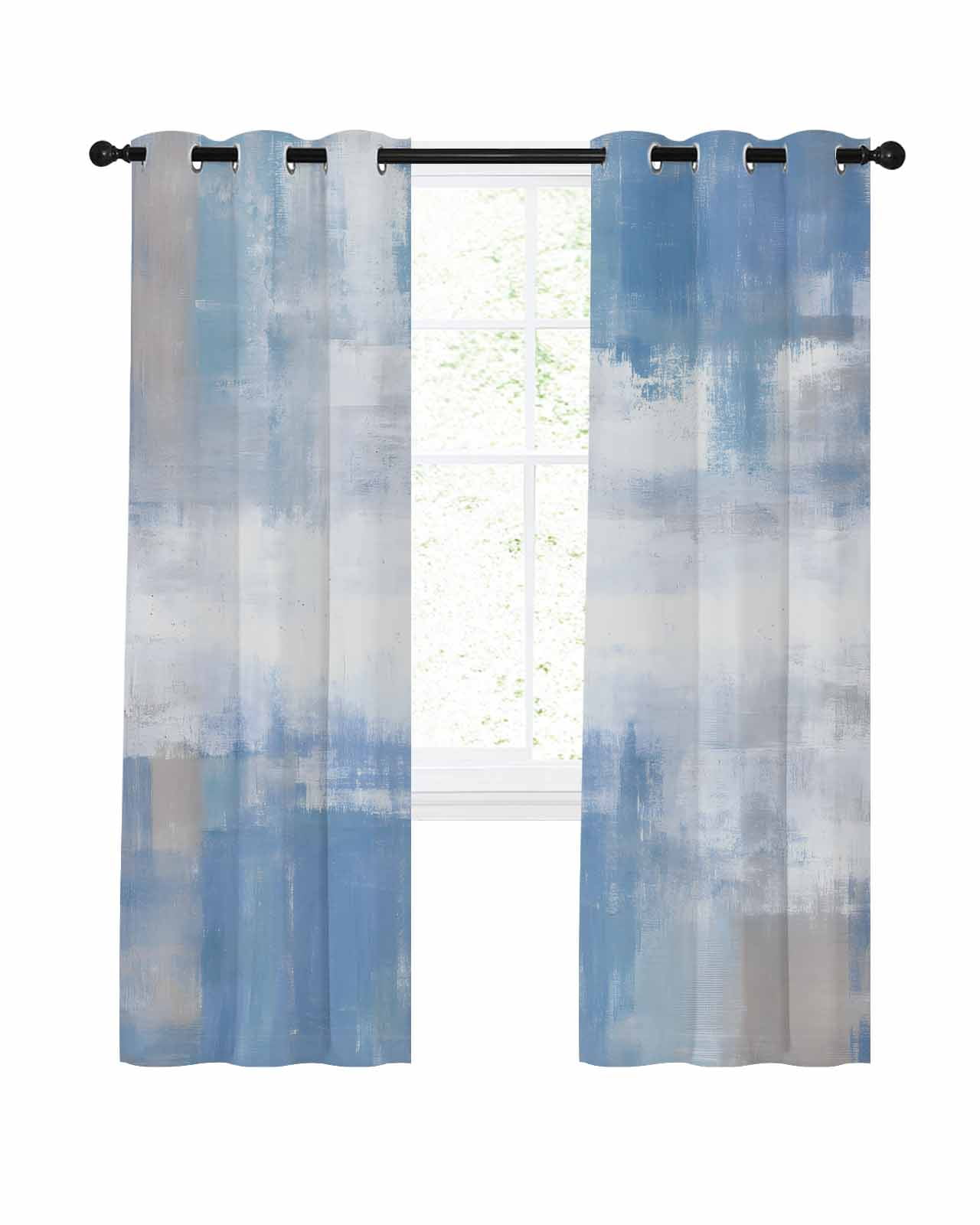 Abstract Art Blackout Curtains for Bedroom Living Room, Blue White ...