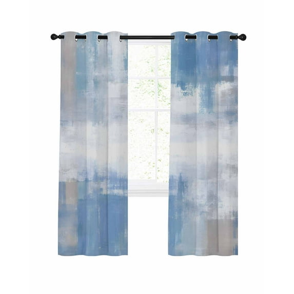Abstract Art Blackout Curtains for Bedroom Living Room, Blue White ...