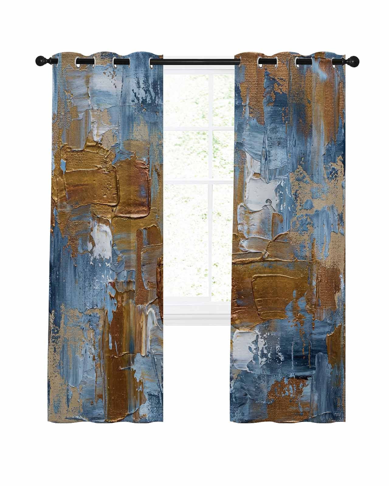 Abstract Art Blackout Curtains for Bedroom Living Room, Brown Blue ...