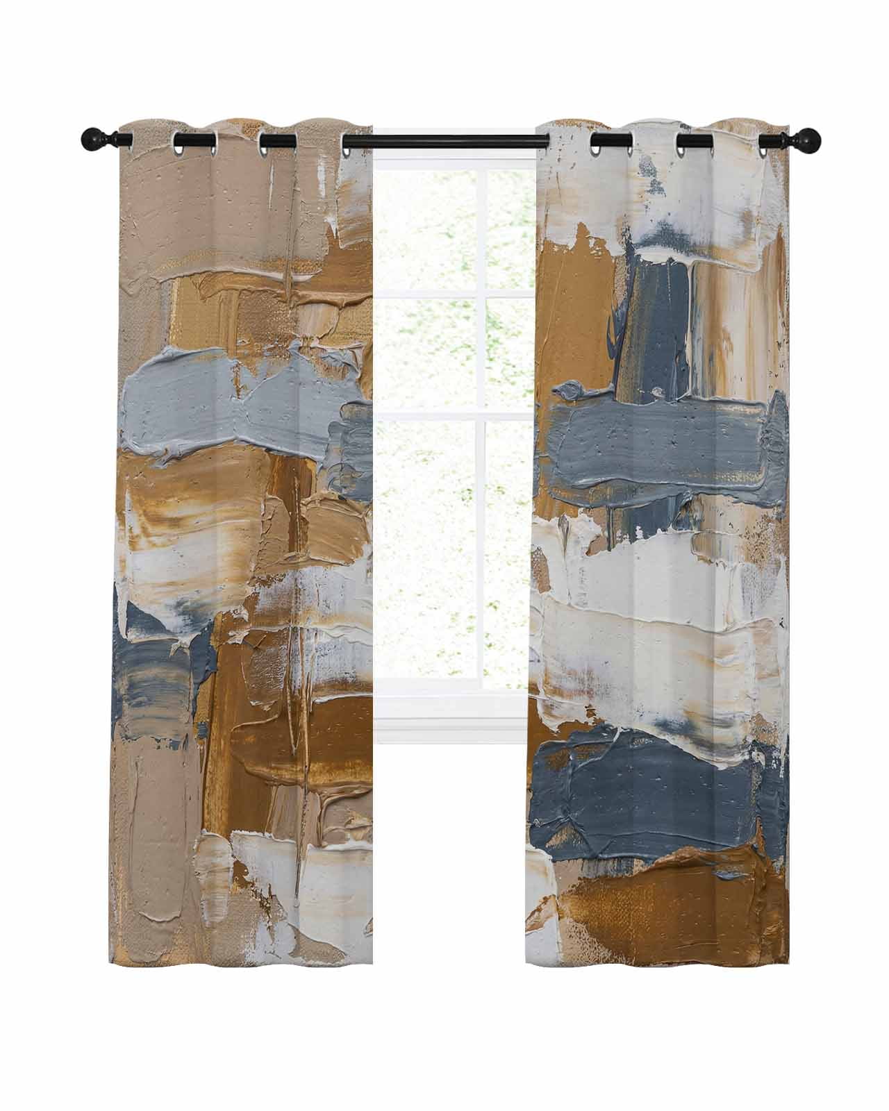 Abstract Art Blackout Curtains for Bedroom Living Room, Brown Grey ...