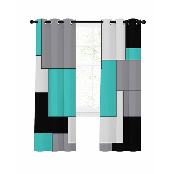 Abstract Art Blackout Curtains for Bedroom Living Room Patchwork Black ...