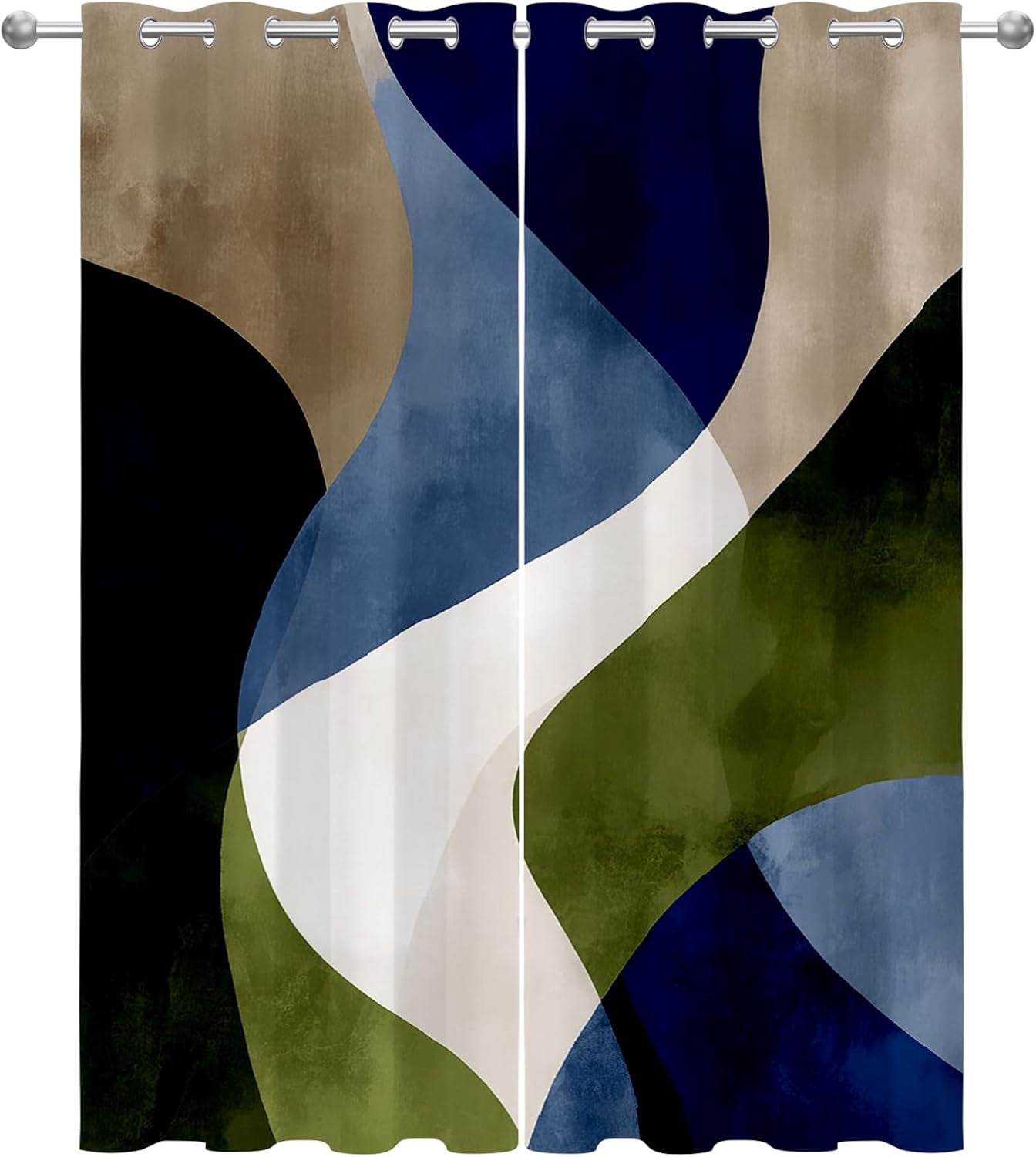 Abstract Art Blackout Curtains, Modern Elegant Window Drapes for ...
