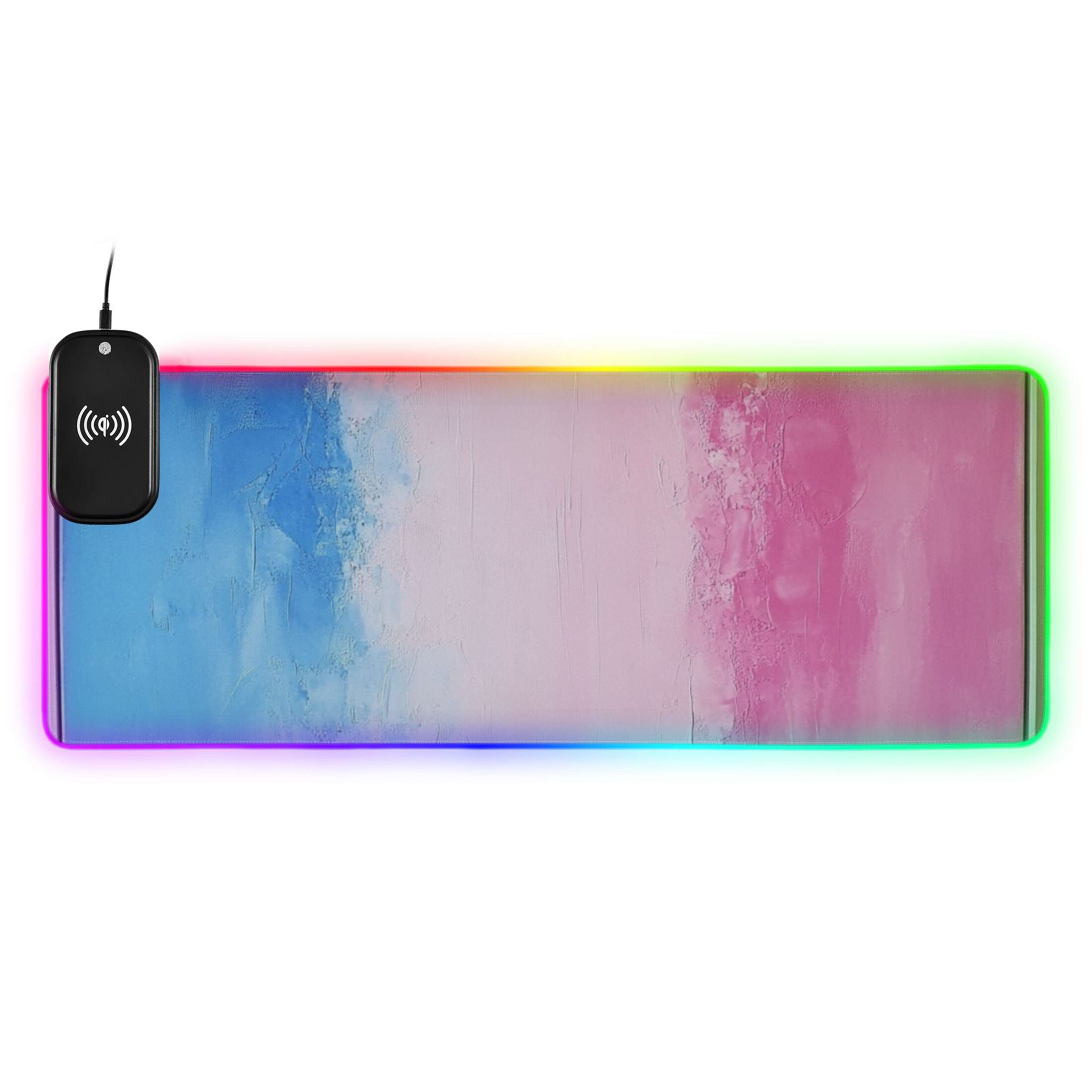 Abstract Art Blue Pink Painting Wireless Charging RGB Gaming Mouse Pad ...