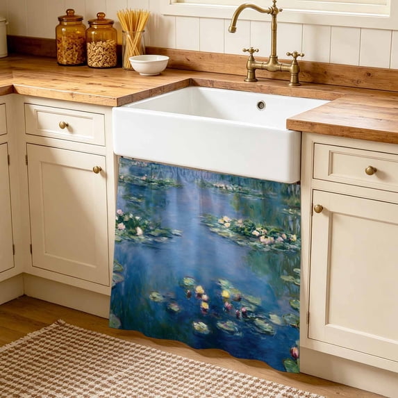 Abstract Art Cabinet Curtains 35"W x 35"L, Farmhouse Pastoral Garden ...