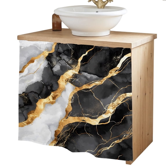 Abstract Art Cabinet Curtains Black Blue Water Ripple Gradient Marbling ...