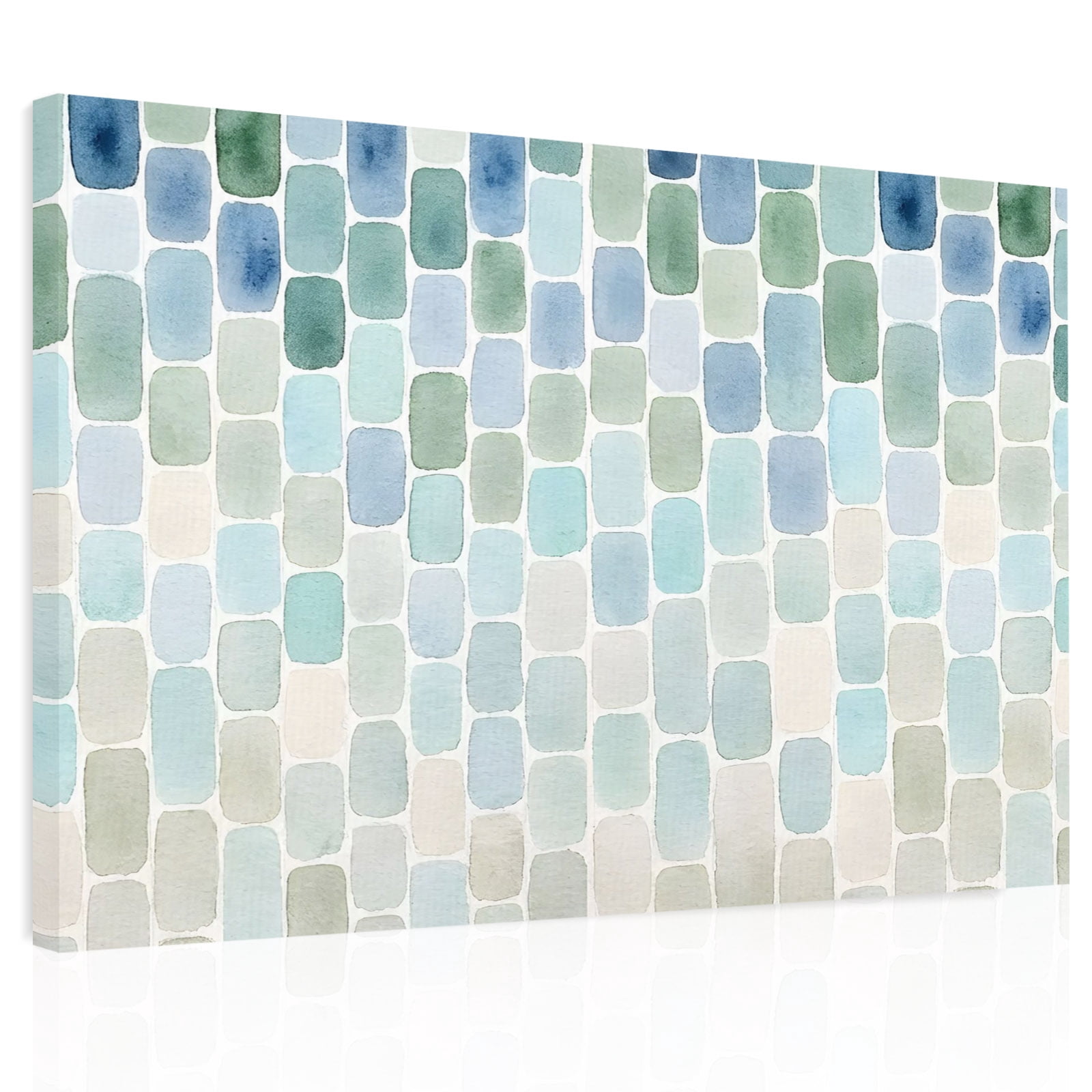 Abstract Art Canvas Print Wall Art, Blue Green Watercolor Gradient ...