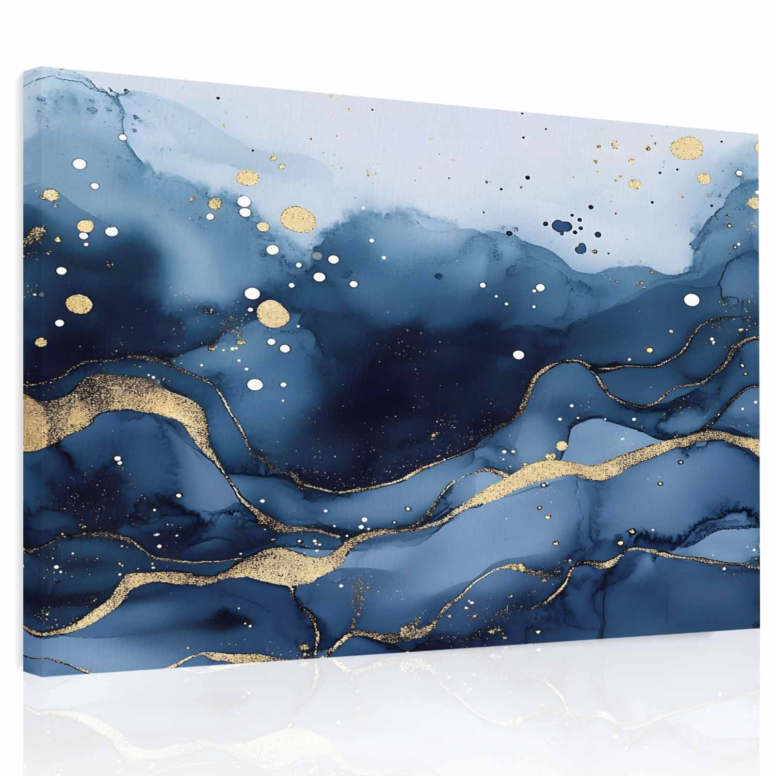 Abstract Art Canvas Print Wall Art, Blue Grey Gradient Marble Texture ...