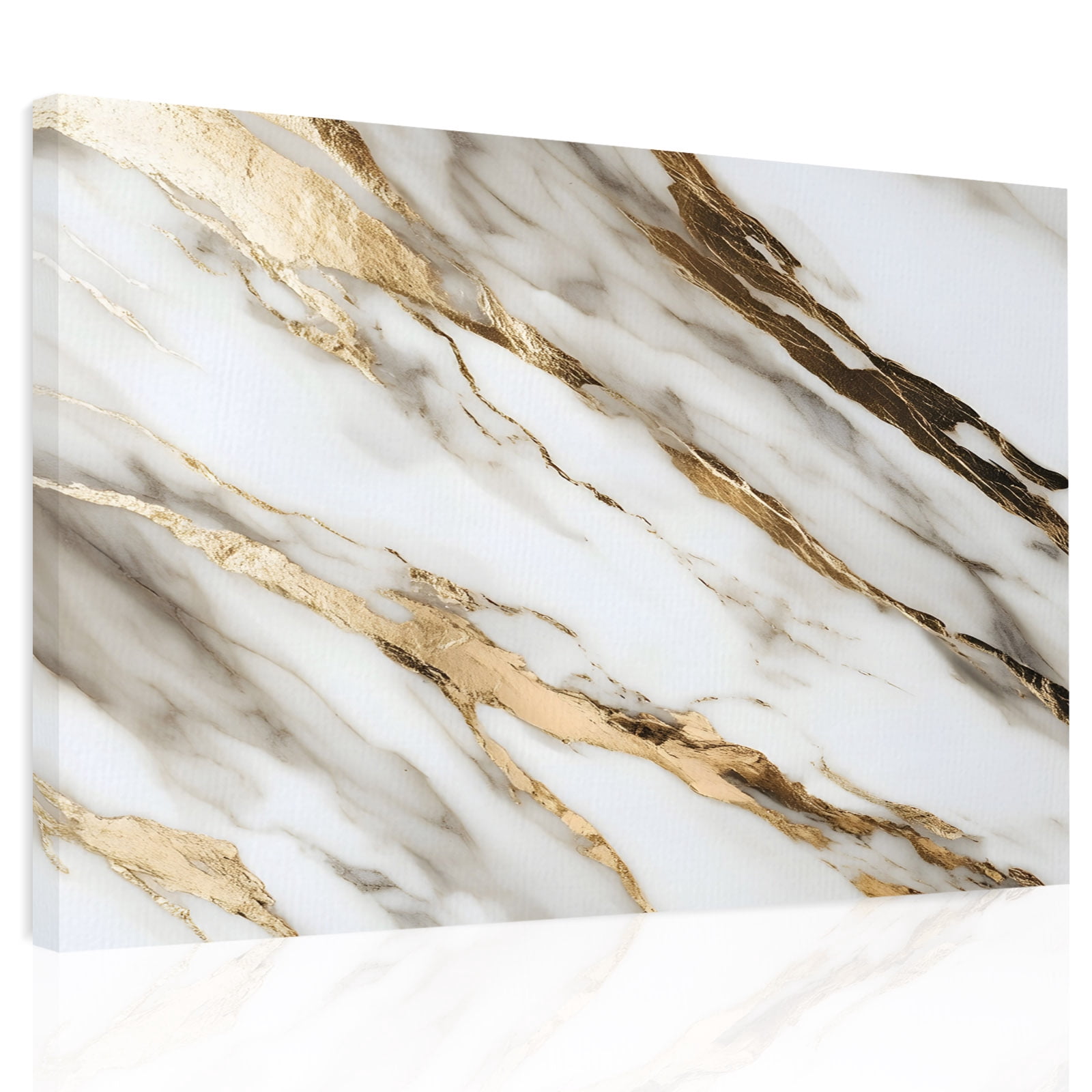 Abstract Art Canvas Print Wall Art, Marble Texture White Gold Crack ...