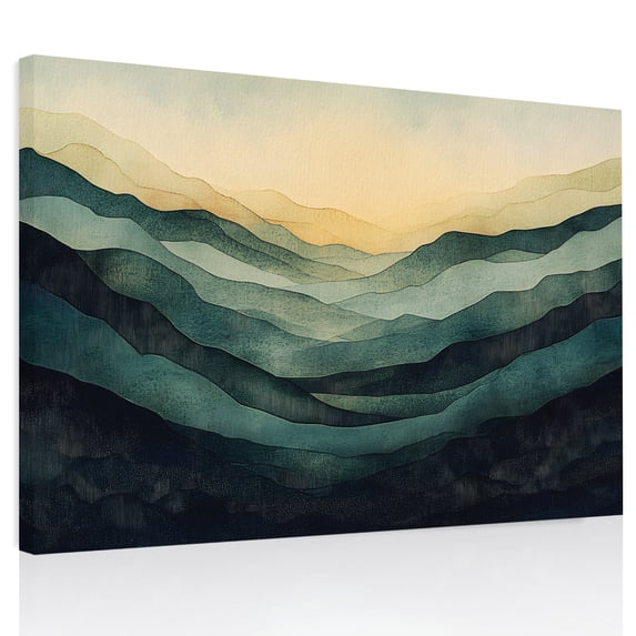 Abstract Art Canvas Print Wall Art, Modernism Yellow Green Gradient ...