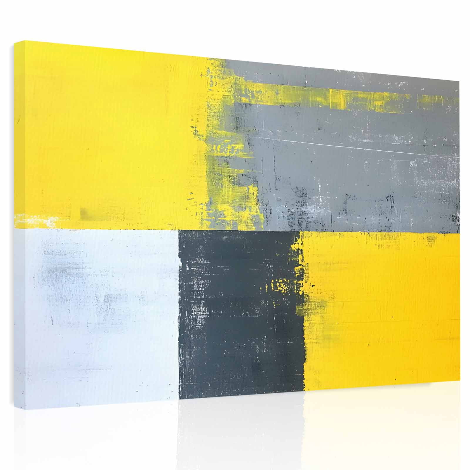 Abstract Art Canvas Print Wall Art, Watercolor Yellow Gary Block ...