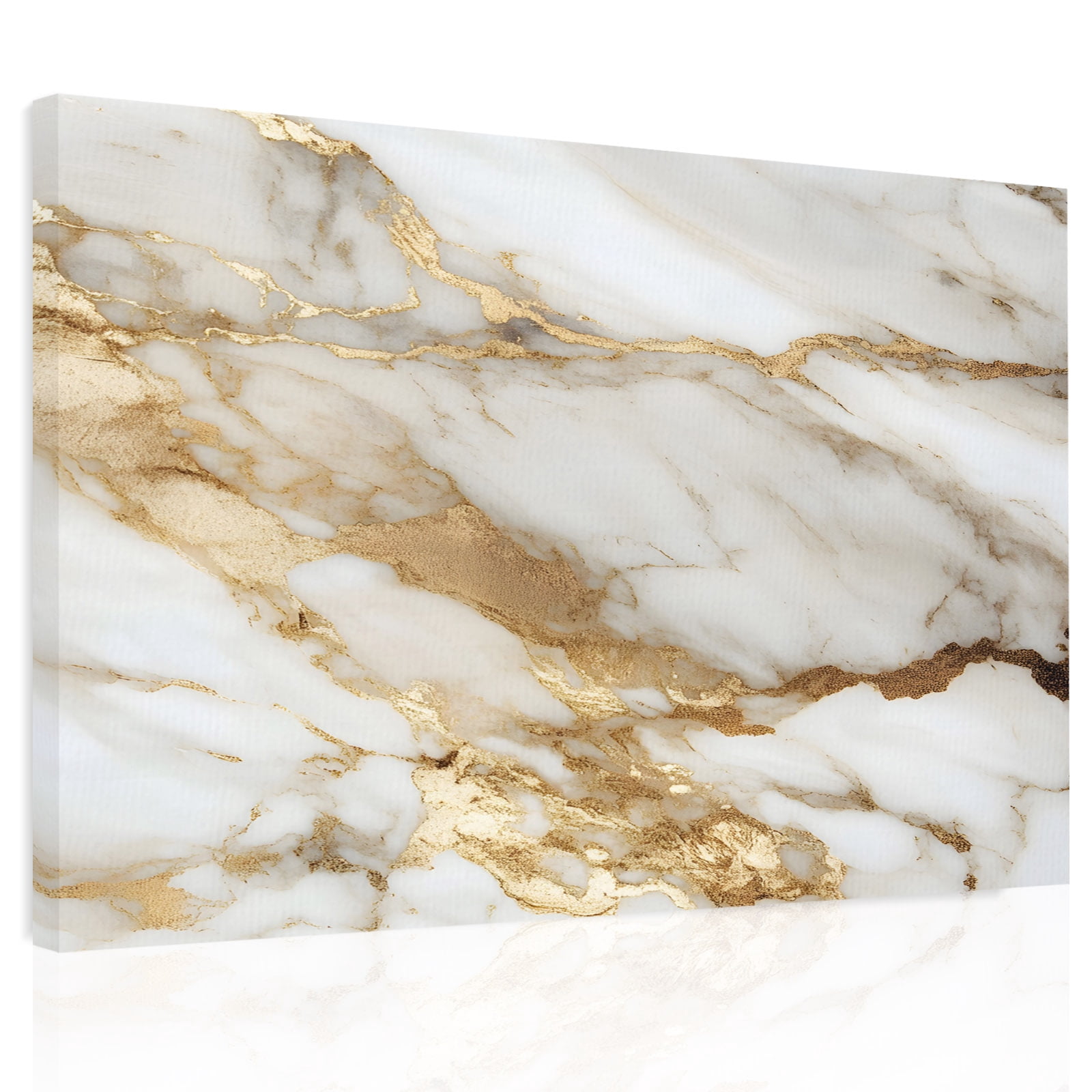 Abstract Art Canvas Print Wall Art, White Marble Pattern Gold Crack ...