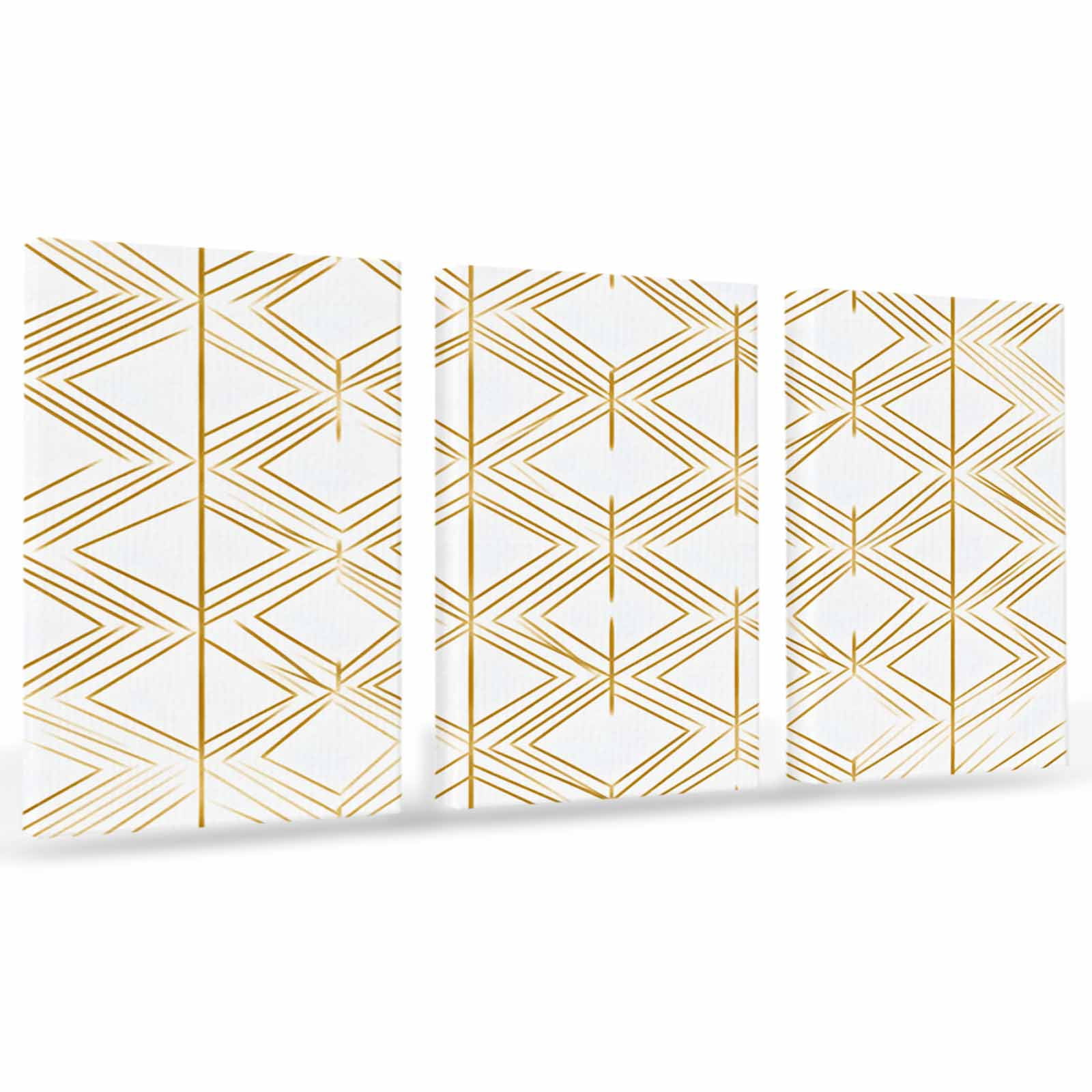 Abstract Art Canvas Wall Art 3 Panels, Golden Lines Minimalist Art ...