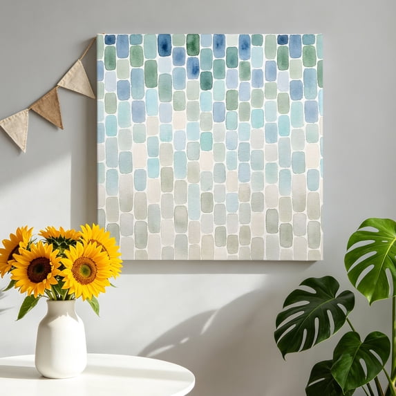 Abstract Art Canvas Wall Art for Living Room, Blue Green Watercolor ...